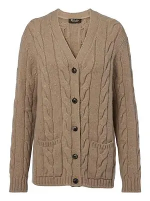 Loro Piana Napier Cable-knit Cashmere Cardigan - Brown