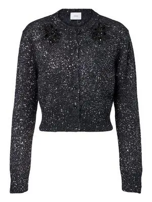 Erdem Embellished Cropped Alpaca-blend Cardigan - Black