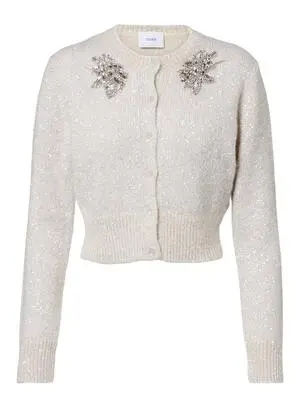 Erdem Embellished Cropped Alpaca-blend Cardigan - Beige