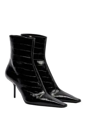 Victoria Beckham 75 Croc-effect Leather Ankle Boots - Black