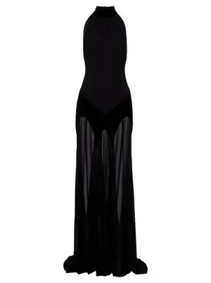 Alexander McQueen Velvet-trimmed Silk Georgette Gown - Black