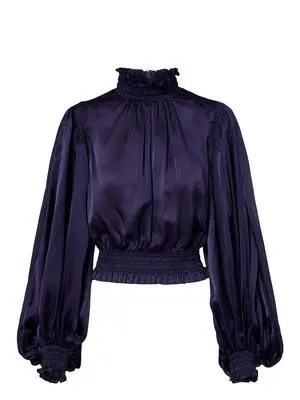 Zimmermann Dream Shirred Silk Blouse - Blue
