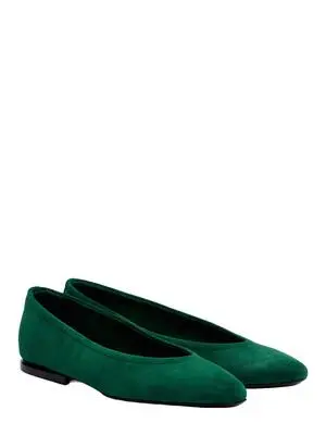Loro Piana Primula Suede Ballet Flats - Green