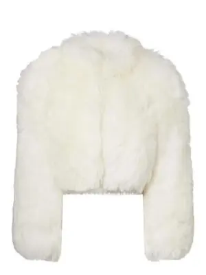 Alaïa Cropped Shearling Jacket - White