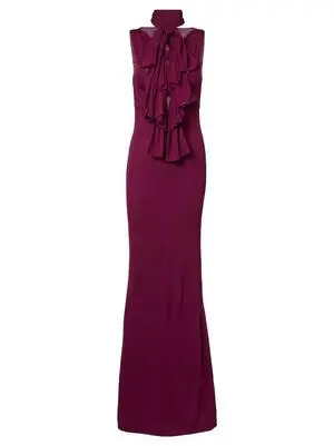Alaïa Bow-detail Halterneck Gown - Burgundy