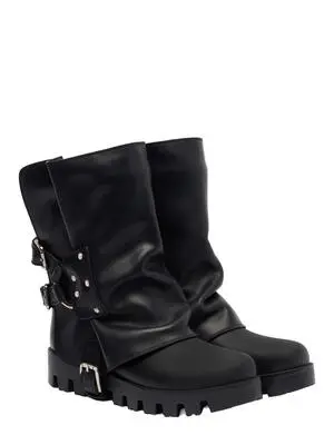 Dolce & Gabbana Leather Biker Boots - Black
