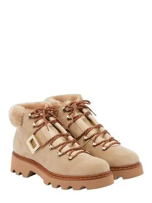 ROGER VIVIER Viv' Rangers Lace-up Boots - Beige