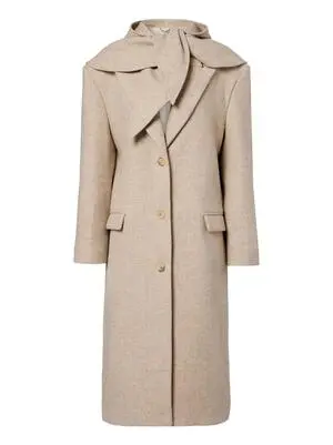 Magda Butrym Wool And Silk Coat With Scarf Detail - Beige