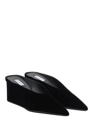 ALAÏA Alaïa Cube 75 Velvet Wedge Mules