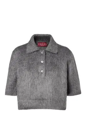 Gucci Mohair-blend Polo Sweater - Grey