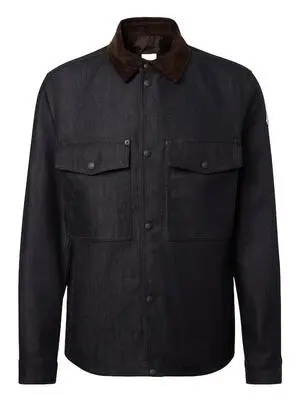 Moncler Corduroy-trimmed Denim Shirt Jacket - Blue