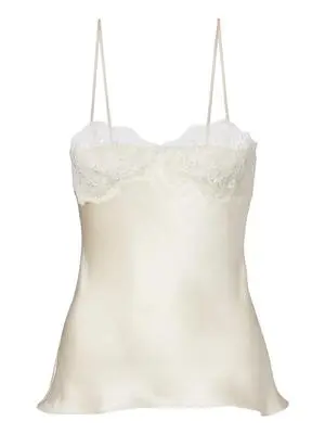 Chloé Lace-trimmed Silk Satin Camisole - White
