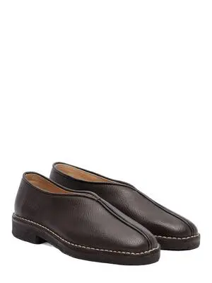 LEMAIRE Piped Leather Loafers - Brown