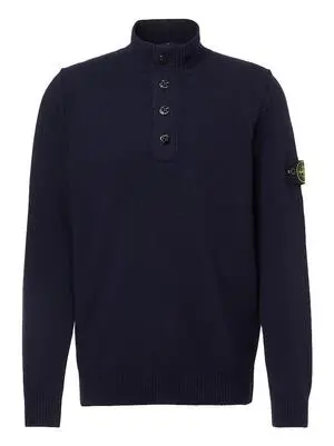 Stone Island Compass Wool-blend Polo Sweater - Blue