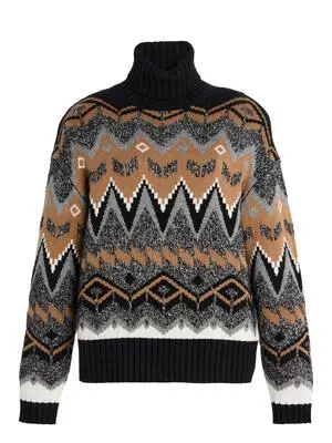 Bogner Raegan Jacquard Knit Turtleneck Pullover - Black