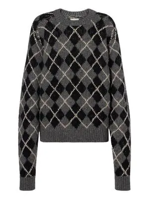 Khaite Pratt Argyle Cashmere Sweater - Grey