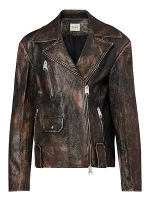 Khaite Catalina Distressed Leather Biker Jacket - Black