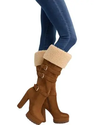 Vince Camuto Imerald Knee High Platform Boots - Safari Brown