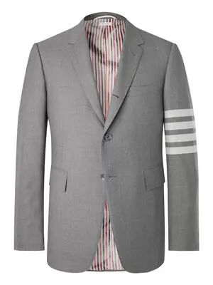 Thom Browne Grey Slim-fit Striped Wool Suit Jacket - Gray