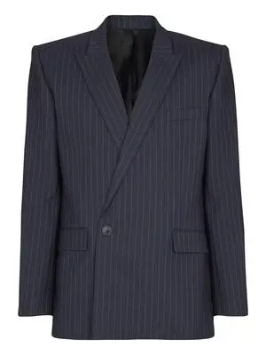 Balmain Wool Pinstripe Blazer - Navy