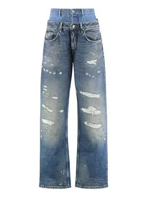 Dolce & Gabbana Wide-leg Jeans With Five Pockets - Navy
