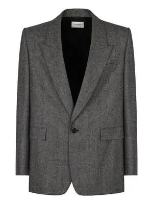 SAINT LAURENT Prince Of Wales Wool Flannel Jacket