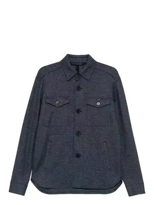 Harris Wharf London Buttoned Shirt Jacket - Blue