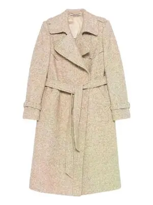 Tagliatore Belted Herringbone-pattern Coat - Neutrals