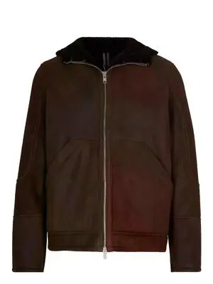 DFOUR Long-sleeved Leather Jacket - Brown