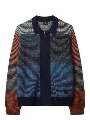 Paul Smith Colour-block Zip-through Cardigan - Blue