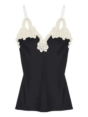 JIL SANDER Sleeveless Embroidered Top - Black