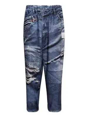 Mihara Yasuhiro Trompe L'oeil Denim Pants - Blue