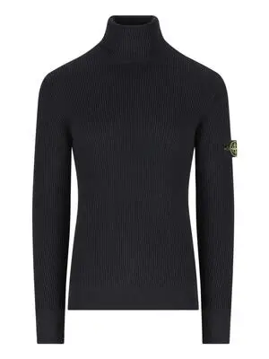 Stone Island Full Rib Turtleneck Sweater - Blue
