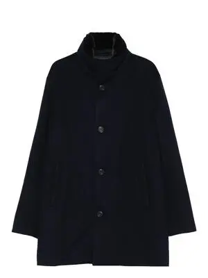 Paul & Shark Long Coat With High Collar - Blue
