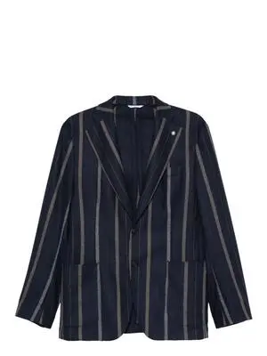 MANUEL RITZ Pinstriped Jacket - Blue