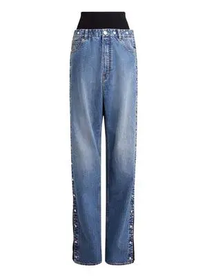 Alaïa Snap Straight Leg Jeans - Blue