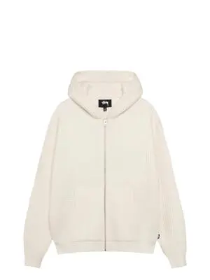 StÜssy Waffle Cashmere Zip Up Hoodie - Cream