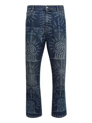 BLUEMARBLE Laser Print Straight Leg Jeans - Blue