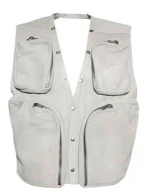 Rick Owens Leather Cargo Vest - Grey