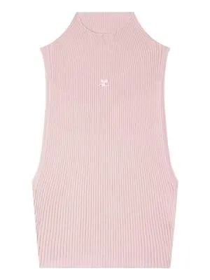 COURREGES Mockneck Light Rib Top - Pink