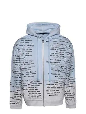WHO DECIDES WAR Scripture Zipper Hoodie - Blue