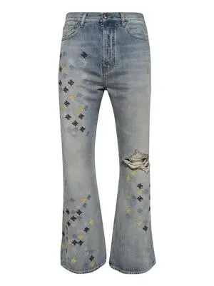 Amiri Ma Quad Embroidered Flare Jeans - Blue