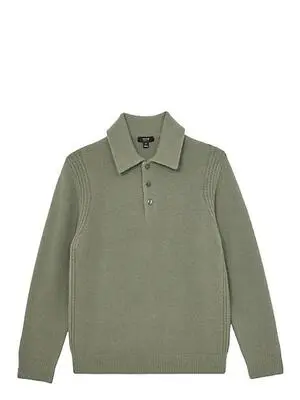 REISS Deansgate Polo-collar Wool And Cashmere-blend Jumper - Sage Green