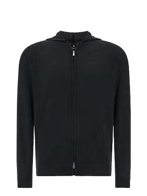 Boggi Milano Regular-fit Merino-wool Hoody - Black