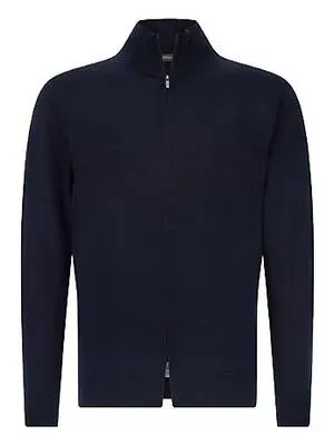 Boggi Milano Merino Wool Full-zip Jumper - Navy Blue