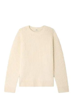 Sandro Honeycomb-stitch Crewneck Wool Jumper - Off White