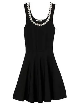 Sandro Crystal-embellished Knitted Mini Dress - Black
