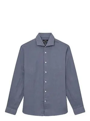 REISS Ruban Slim-fit Long-sleeve Linen Shirt - Airforce Blue