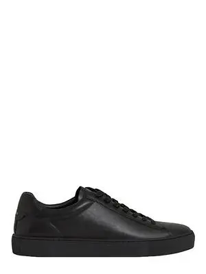 REISS Finley Leather Trainers - All Black
