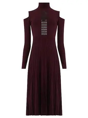 LEEM Embellished Knitted Midi Dress - Purple